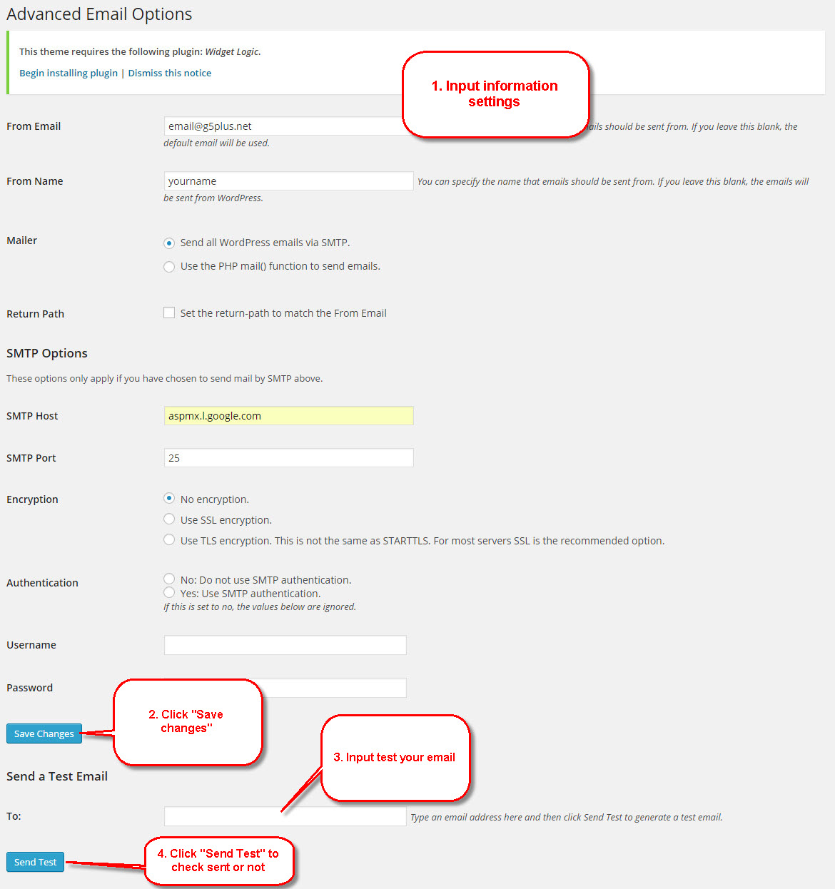 WP Mail SMTP Settings